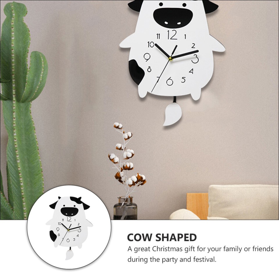 1Pc Cartoon Wall Clock Cow Shaped Clock Decorative Ornament (White) | eBay