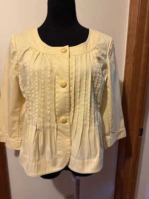 TALBOTS Pleated Button Up Yellow Jacket Women Size 14 Petite | eBay