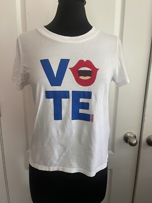 NWT Levi Vote With Lips White Crop T-shirt Multiple Sizes | eBay