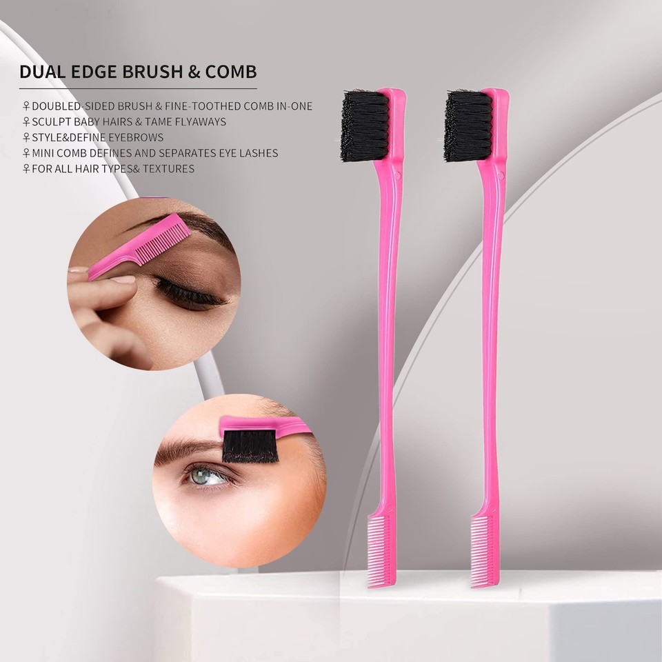 Soft 'n Style Double Sided Edge Control Hair Brush Comb Combo Pack 2 ...