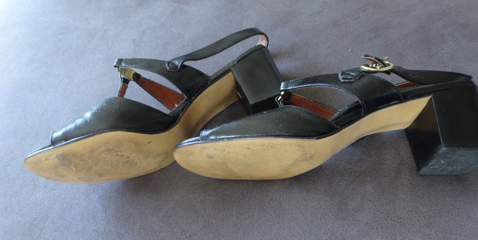 Original 1960s Vintage Connie black leather chunk hee… - Gem