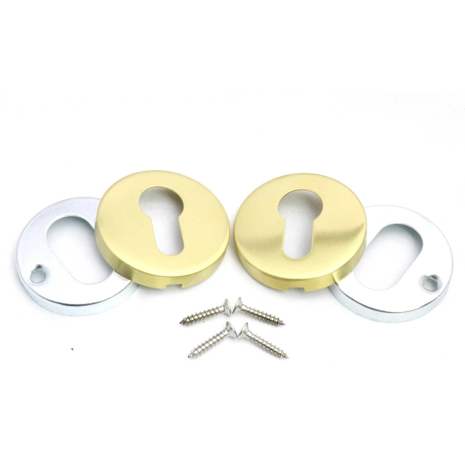 Brushed Satin Escutcheon Plates for Euro Cylinder Profile Key Hole ...