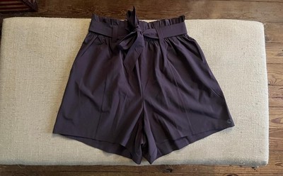 APANA Womens Paperbag Shorts Sz Small Elastic/Belted Waist Plum NEW | eBay