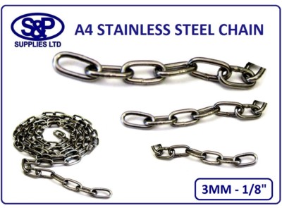 3MM STAINLESS STEEL CHAIN A4 GR316 MARINE GRADE ANTI CORROSION ST/ST ...
