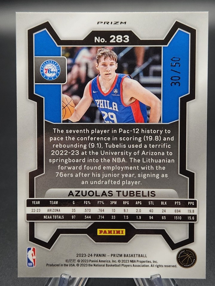 Azuolas Tubelis 2023-24 Panini Prizm Fast Break Pink Disco Rookie #38/ ...