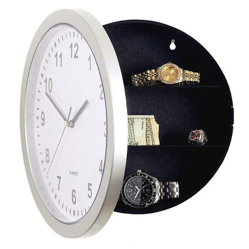 Vintage Style White Hidden Clock Safe Round Wall Clock Strongbox ...