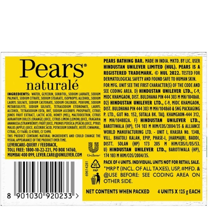 PEARS NATURAL VITAMIN C HONEY LEMON REFRESHING BATHING BARS ( OUT OF ...