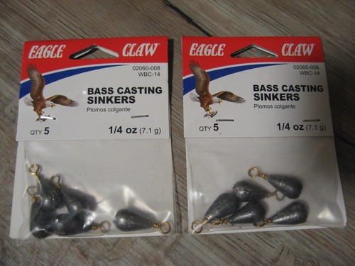 2 Packs Eagle Claw Bass Casting Sinkers 1/4 Oz Lead Weights (5 Per Pack) WBC-14 | eBay