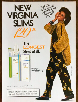 1985 PRINT AD for Virginia Slims Light 120s Oh Look Extra Length Just ...