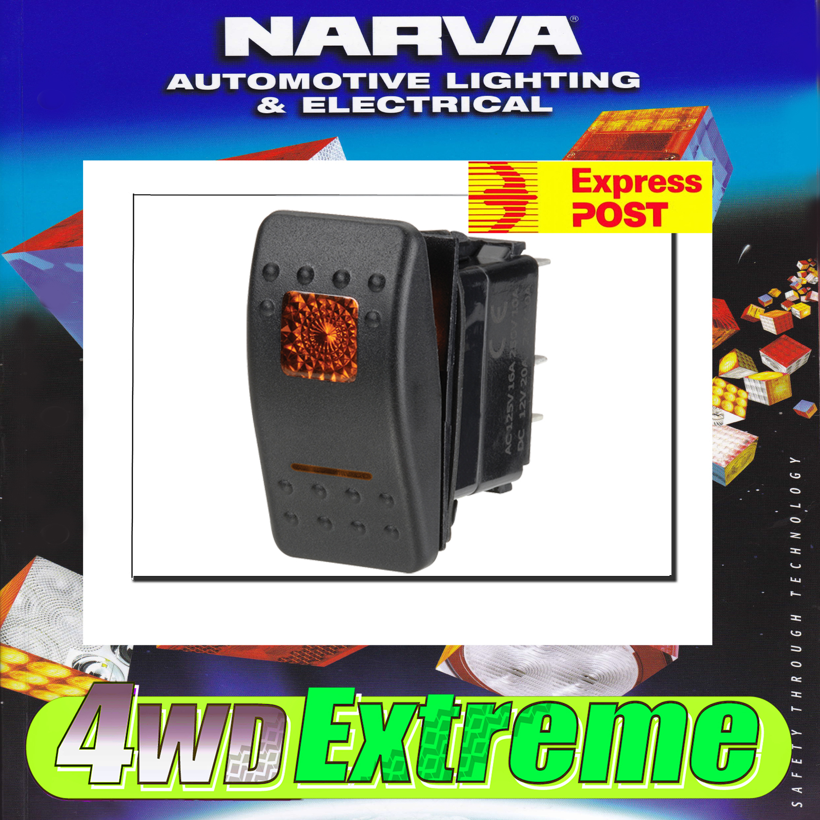 NARVA AMBER LIGHT CUSTOM ROCKER TOGGLE SWITCH DASH MOUNT 4WD CARLING ...