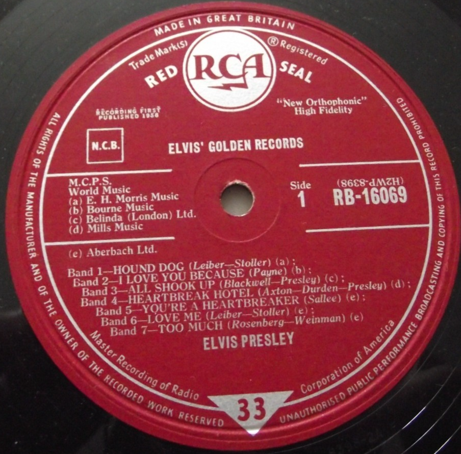 ELVIS PRESLEY ~ ELVIS' GOLDEN RECORDS ** 1958 UK 1st Red Seal RCA LP w ...