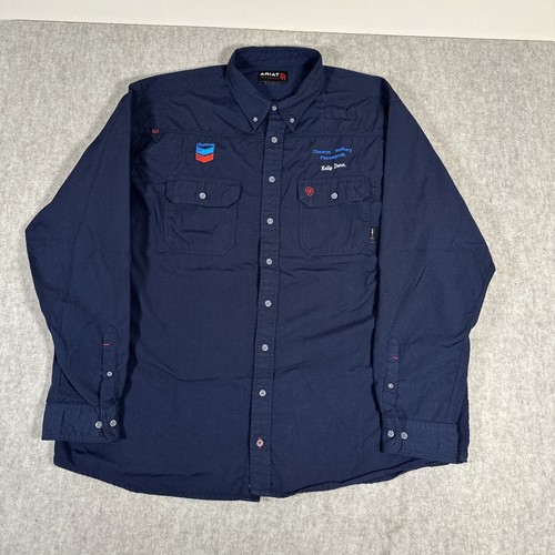 Ariat FR 3XLT Tall Button Down Shirt Navy Blue Embroidered | eBay