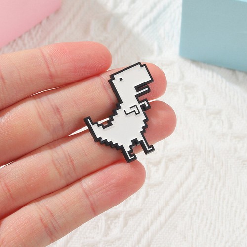 Creative Retro Animal Dinosaur Enamel Brooch Pixel Geometric T-Rex ...
