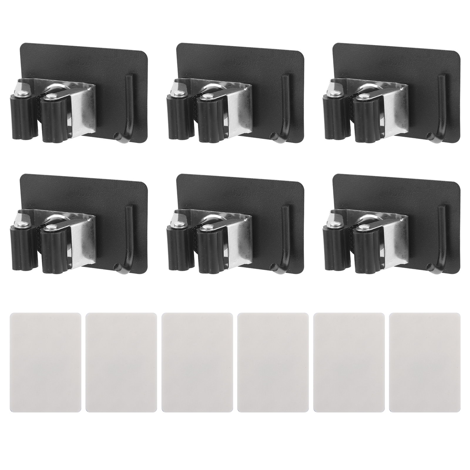 6pcs Mop Gripper Garage Garden With Hook Stainless Steel Wall Mount ...