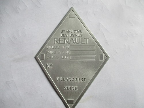Nameplate Renault Shield R4 4cv R5 R8 Dauphine Floride R6 R17 Classic ...