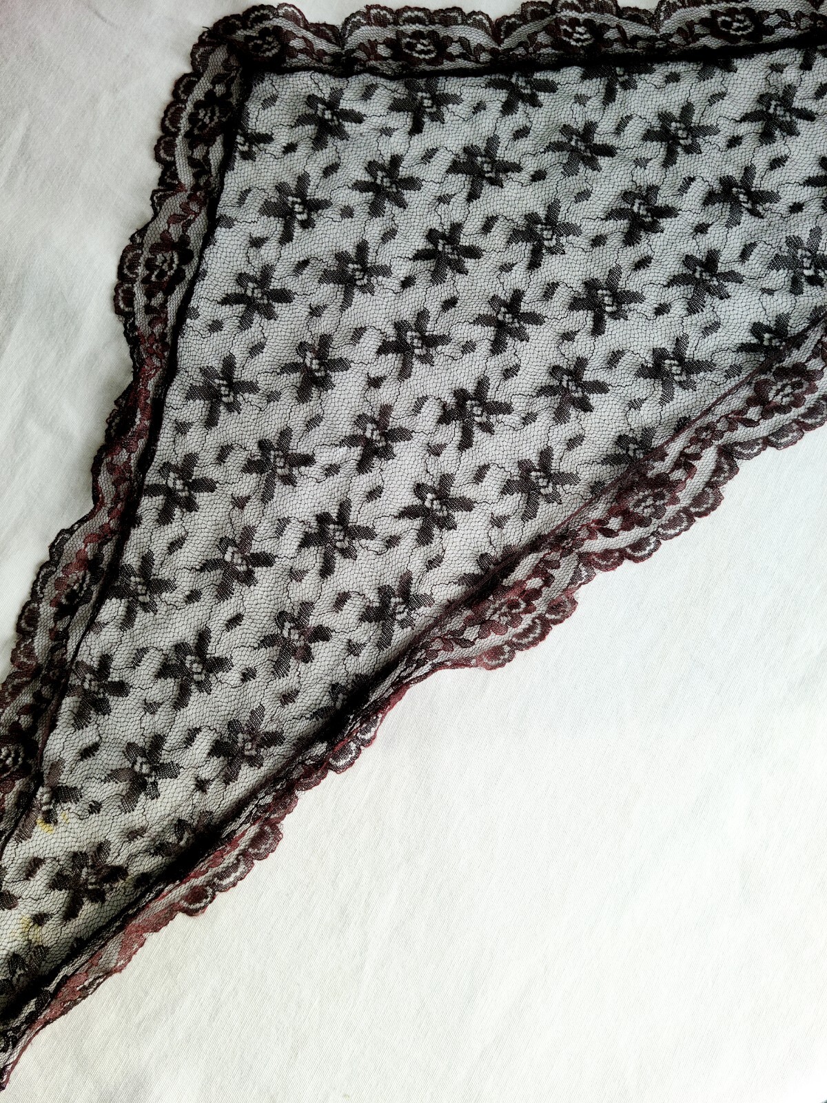 Dark Brown, Black Lace Kerchief, Victorian, Steampunk, Goth, Mourning ...