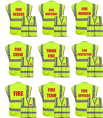PRINTED YELLOW HI VIS FIRE VESTS FIRE WARDEN, MARSHAL, OFFICER, FIRE ...