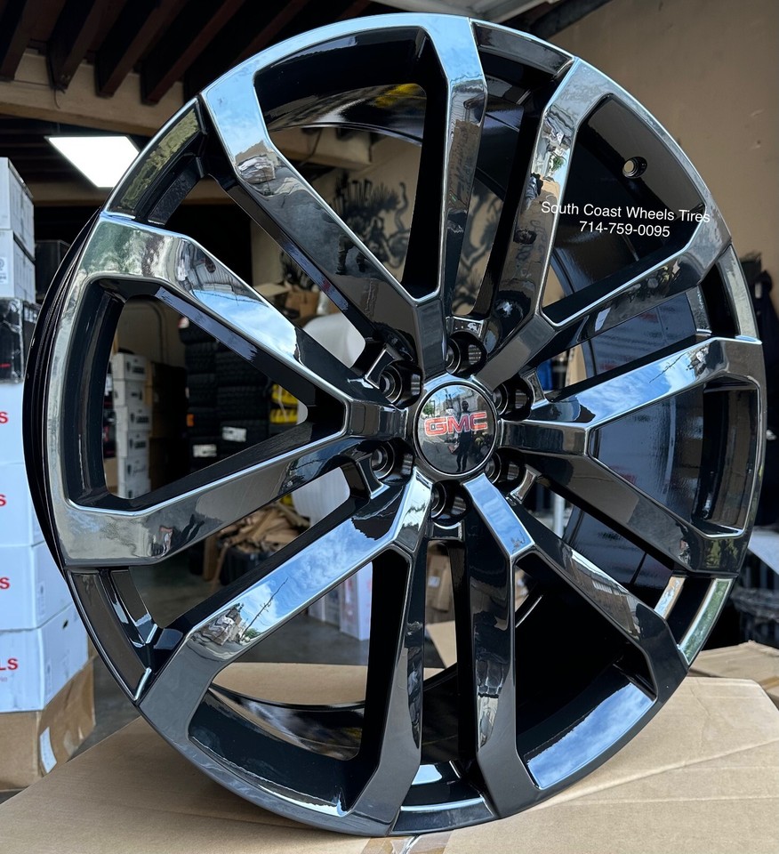 24” inch FR95 BLACK WHEELS fits GMC Sierra Yukon CHEVY Silverado Tahoe ...