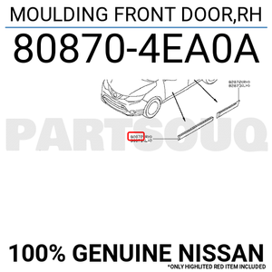 808704EA0A Genuine Nissan MOULDING FRONT DOOR,RH 80870-4EA0A | eBay