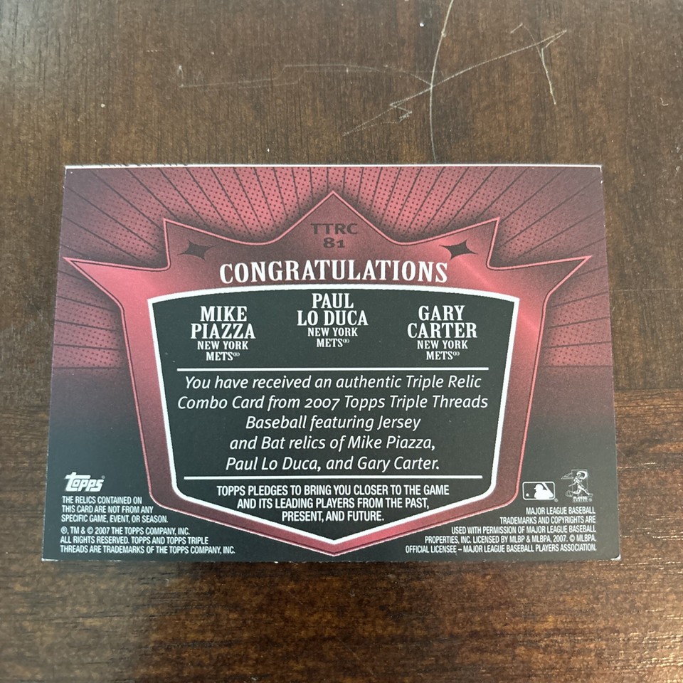 2007 Triple Threads Relic Combos 36/36 Gary Carter Paul Lo Duca Mike ...