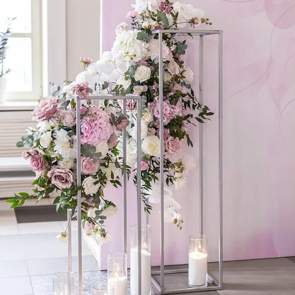 4pcs Rectangle Wedding Metal Flower Stand Pedestal Centrepiece Plinth ...