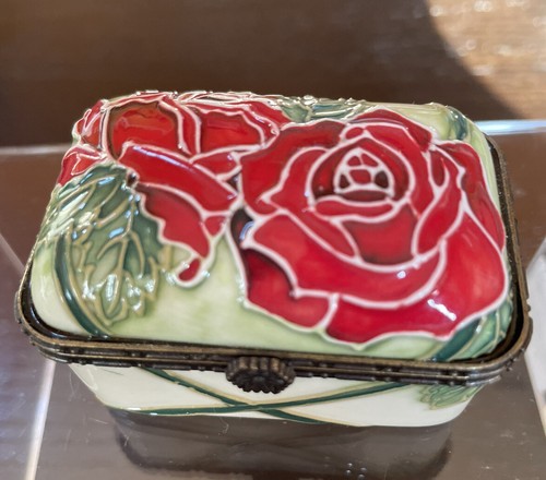 Vtg Old Tupton Ware Ceramic Hinged Trinket Box Floral Hand Painted ...