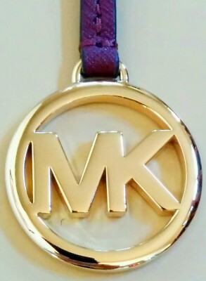 Michael Kors MK Gold Logo Charm Merlot Dark Red Leather Strap Handbag ...