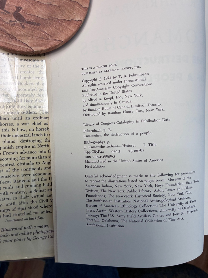 T R Fehrenbach Comanches The Destructionof a People Knopf 1974 Fst ed ...