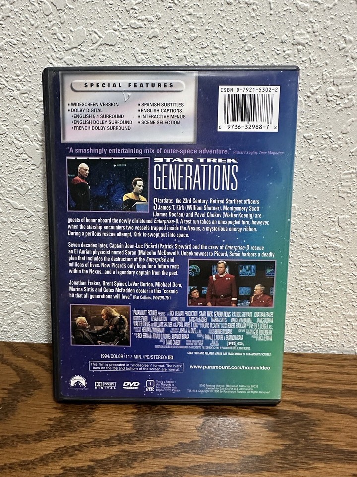 Star Trek: Generations (DVD, 1998, Widescreen) 97363298878| eBay
