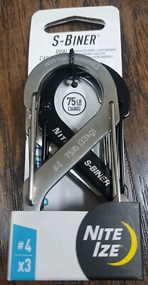 NEW! nite ize s-biner #4 (x3) Dual Carabiners 75lb 34kg Pack Package Of ...