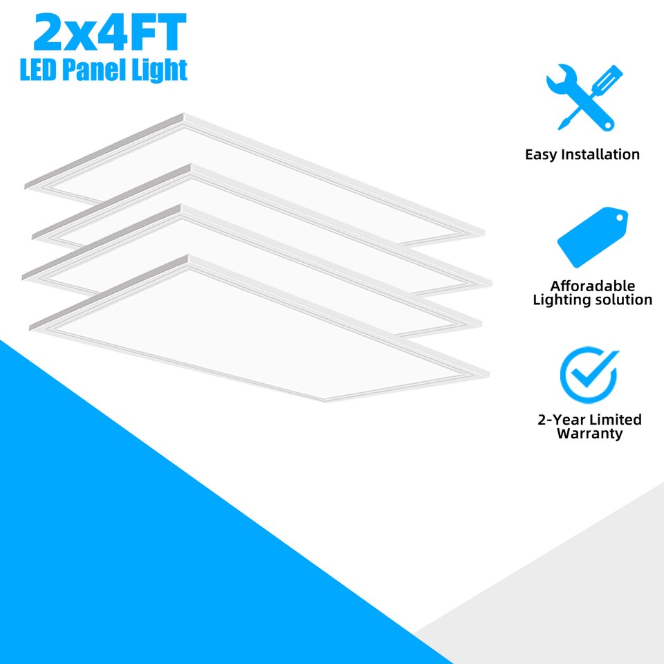 2x4 FT LED Troffer Panel Edge-Lit Flat (2-4 PACK) 5000k Daylight White ...