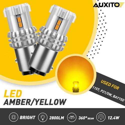 2Pcs AUXITO 1157 LED Amber Yellow Turn Signal Light LED Bulbs Warning ...