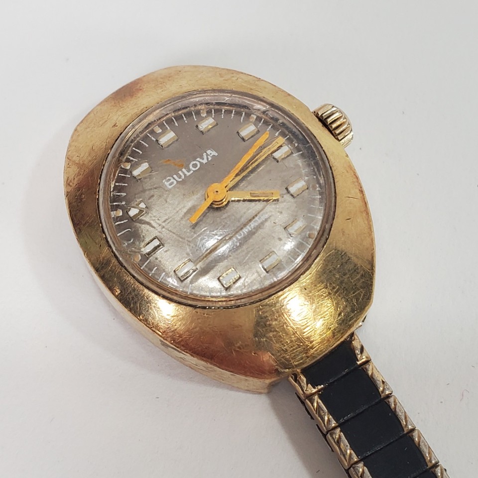 Vintage 1970s Bulova N2 Ladies Watch w/Gold EP Bezel 7BCAC 17 Jewel ...