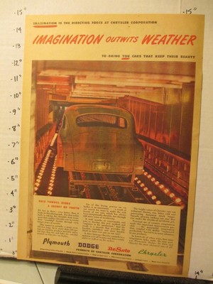 newspaper ad 1947 CHRYSLER Plymouth Dodge DeSoto automobile oven baking ...