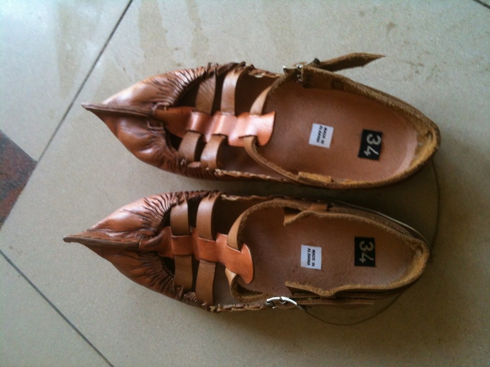 NEW ORIGINAL HANDCRAFTED LEATHER SHOES UNISEX-FOLK SANDALS OPINGA-SIZE ...