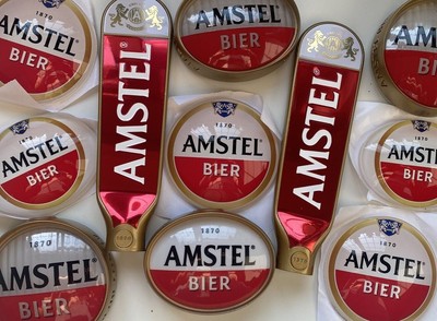 AMSTEL BRANDING Badges, Handles, Pub, Bar, Ale, Mancave, Beer Pump ...
