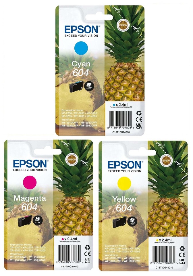 Original Epson 604, Pineapple Ink Cartridge, XP-2200 XP-2205 XP-3200 XP ...
