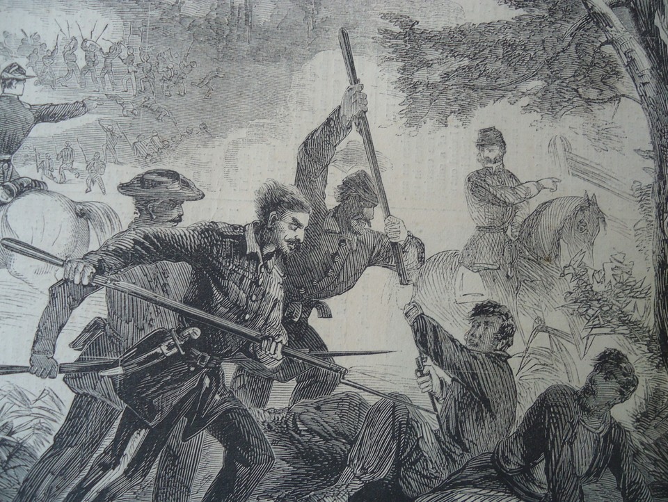 Rebel Soldiers Bayoneting Wounded On Bull Run Battlefield Orig. 1861 ...
