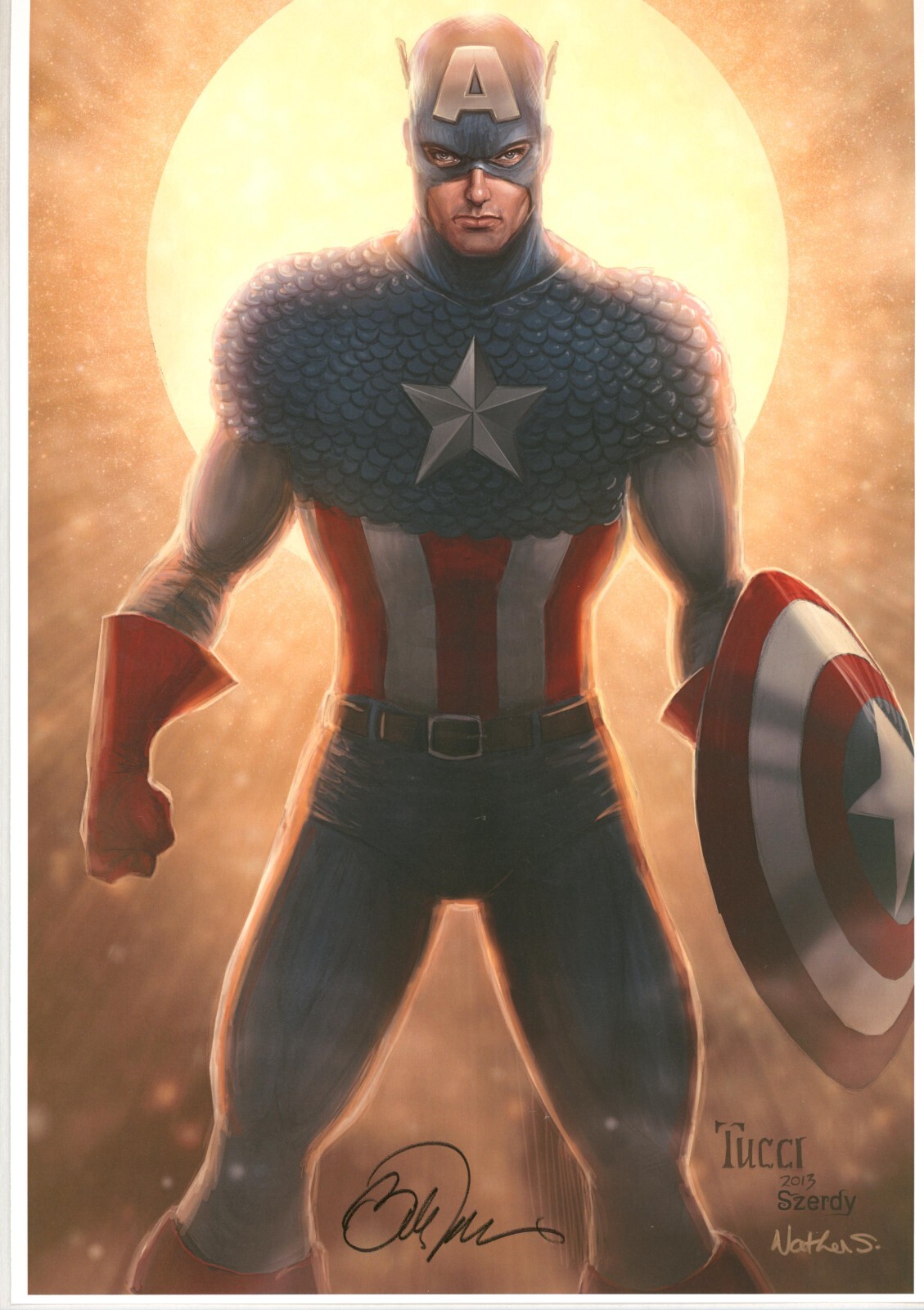 Billy Tucci & Nathan Szerdy SIGNED Marvel Avengers Art Print ~ Captain ...