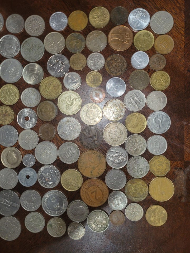 100 foreign International coins silver lot money copper world currency ...