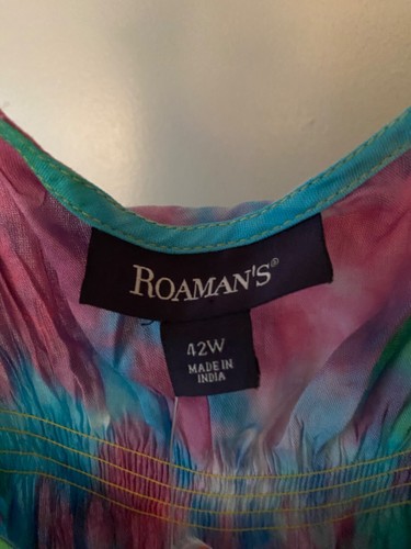 Roamans Tie Dye Sleeveless Swing Tunic Top Womens Plus 42W Beach Summer ...