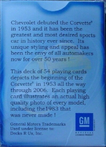 CORVETTE Playing Card Deck Cards Collector Edition 1953-2006 Mint New ...