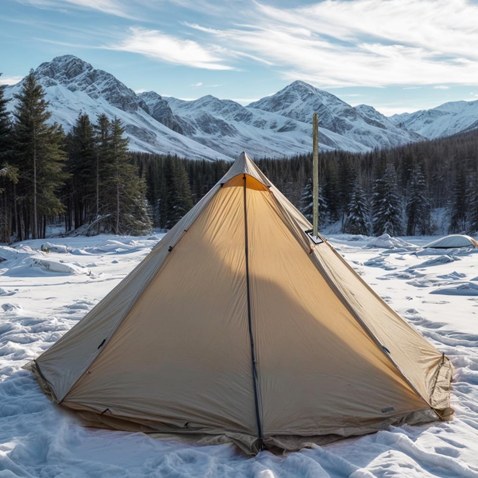Camping Hot Tent with Wood Stove Jack Winter Teepee Tent 4 Season ...