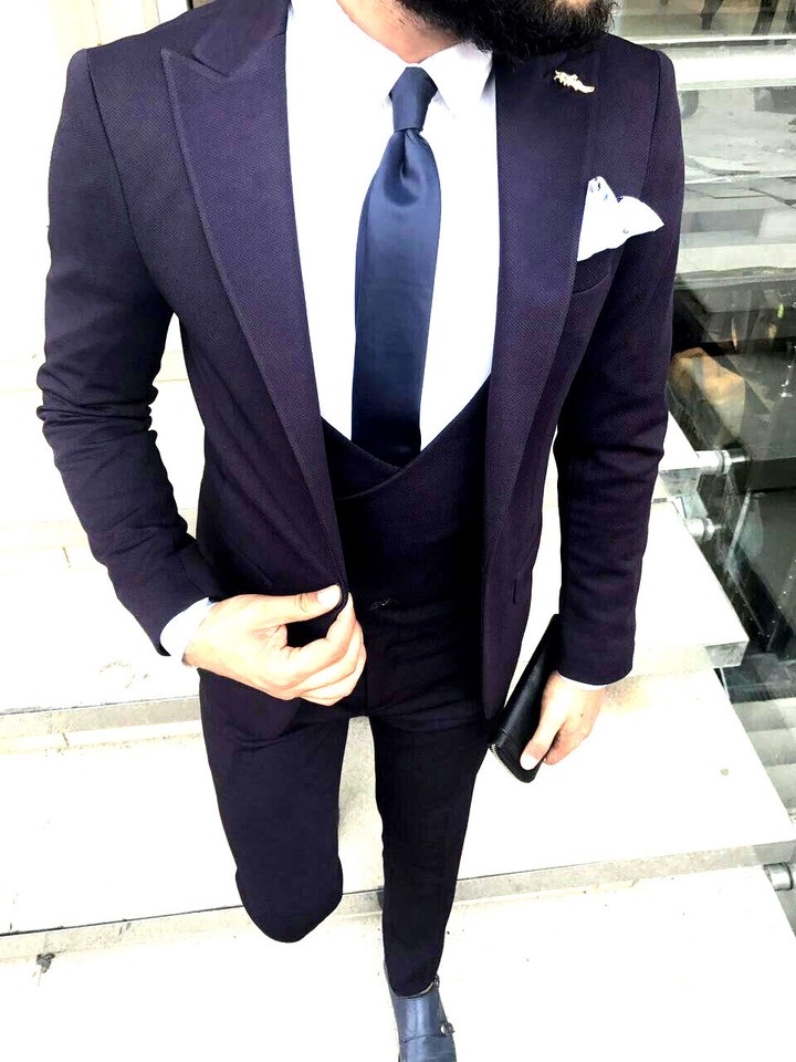 Designer Business Dark Purple Violet Men's Suit Jacket Gilet Fitted | eBay