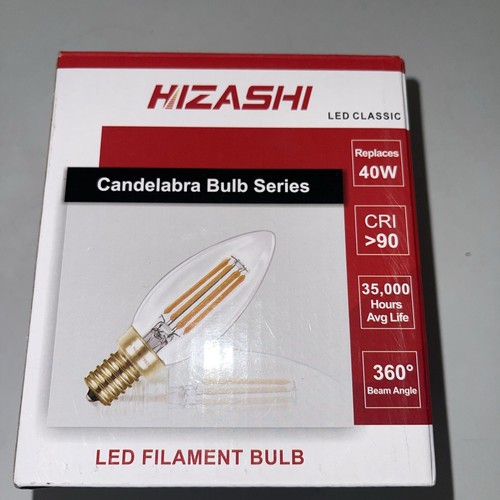 (6-Pk) Hizashi Candelabra Series LED Filament Bulb 6W 450LM 40W ...