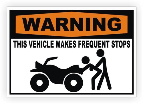 Warning FREQUENT STOPS ATV Vinyl Bumper Sticker | eBay