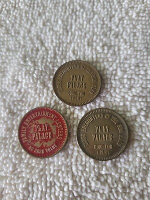 Lot of Three Vintage Play Palace Family Entertainment Centers Tokens | eBay