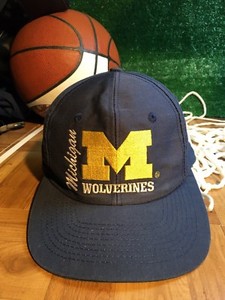 Rare Vintage U of M Michigan Wolverines front row snapback hat cap h54 ...