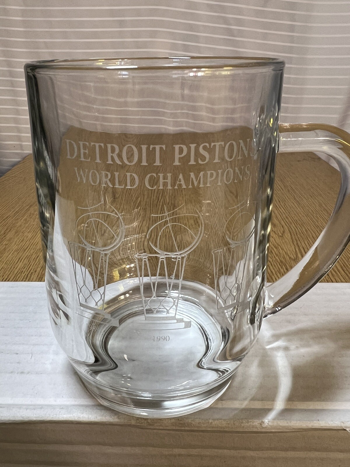 VTG. RARE-Detroit Pistons 20 oz. Etched Glass 89’-90’-04’ World ...
