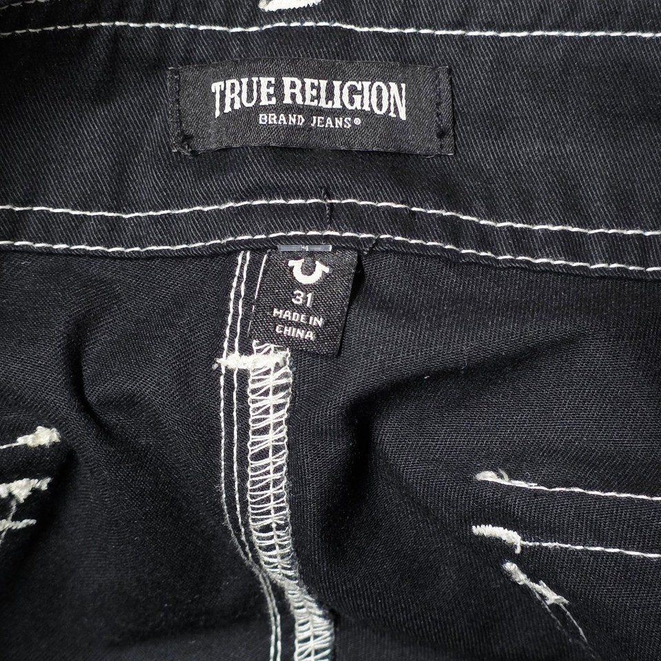 True Religion Black Cargo Pants Size 31 White Stitch Detail New with ...